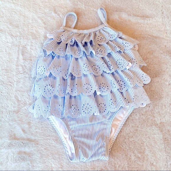 GAP | Swim | Gap Baby Girl Ruffle One Piece Swimsuit Blue 62m | Poshmark